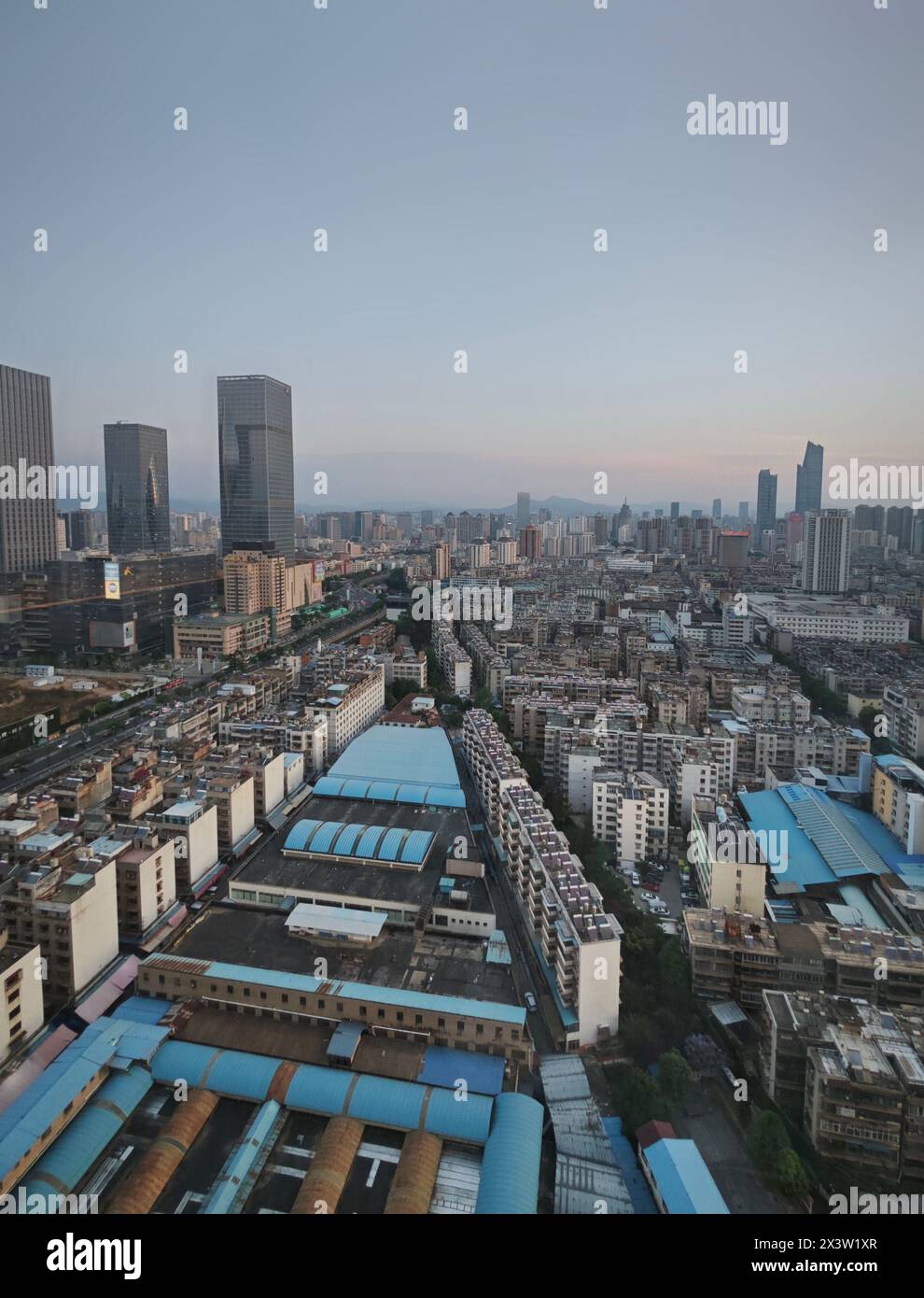 View the urban cityscape environment from the hotel window of the ...
