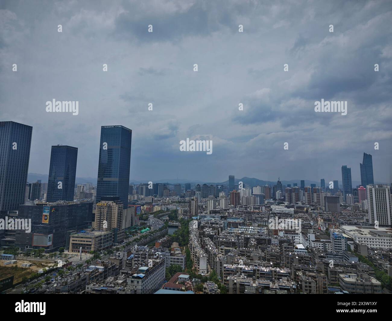 View the urban cityscape environment from the hotel window of the ...