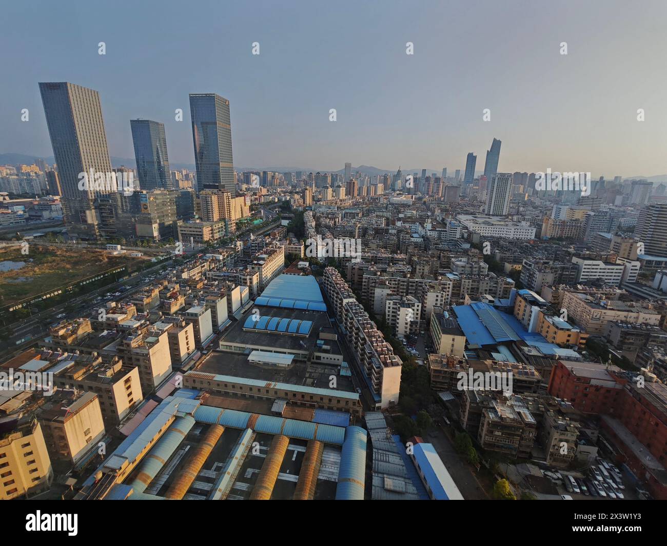 View the urban cityscape environment from the hotel window of the ...