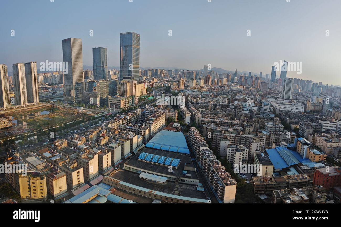 View the urban cityscape environment from the hotel window of the ...