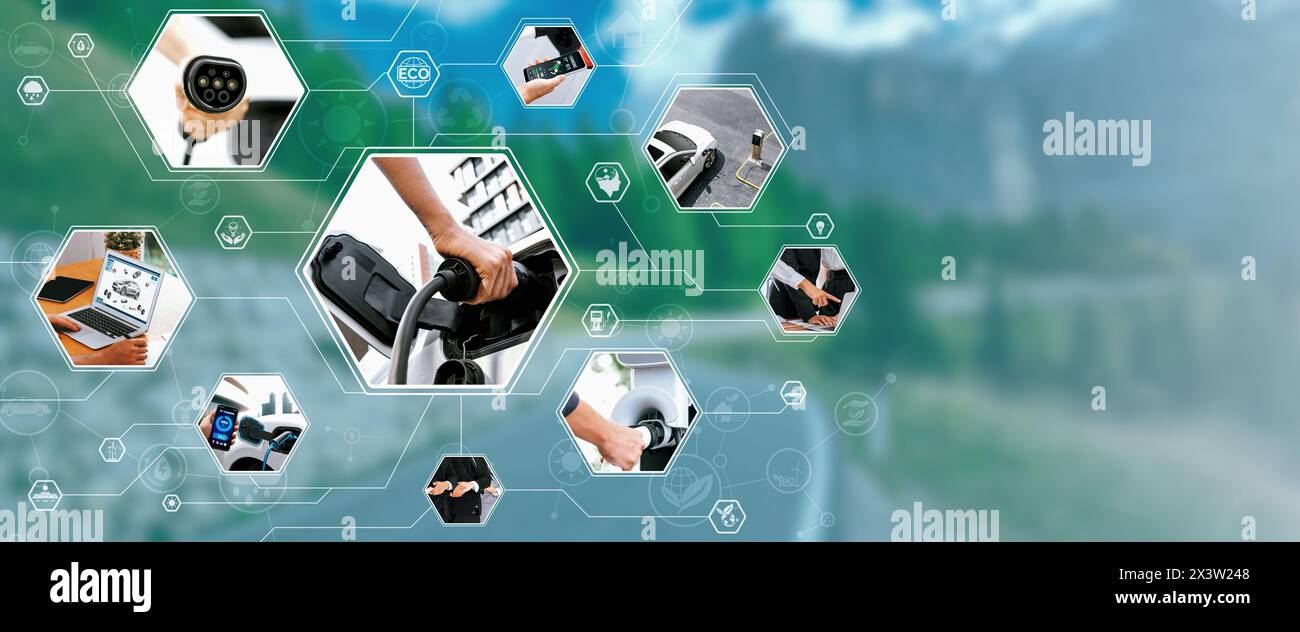 EV electric car vehicle charging and sustainable LCA green energy ...