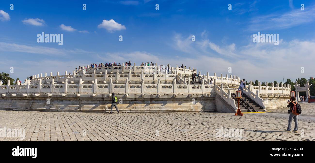 Panorama of the round altar in the Temple of Heaven Park in Beijing ...