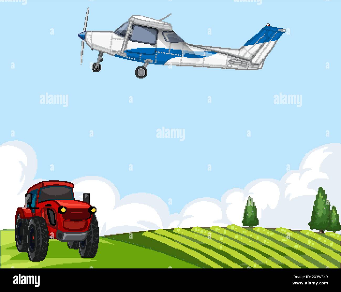 Flying tractor Stock Vector Images - Alamy