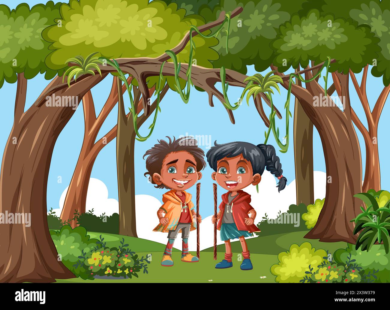 Scenic hiking trail in Stock Vector Images - Alamy