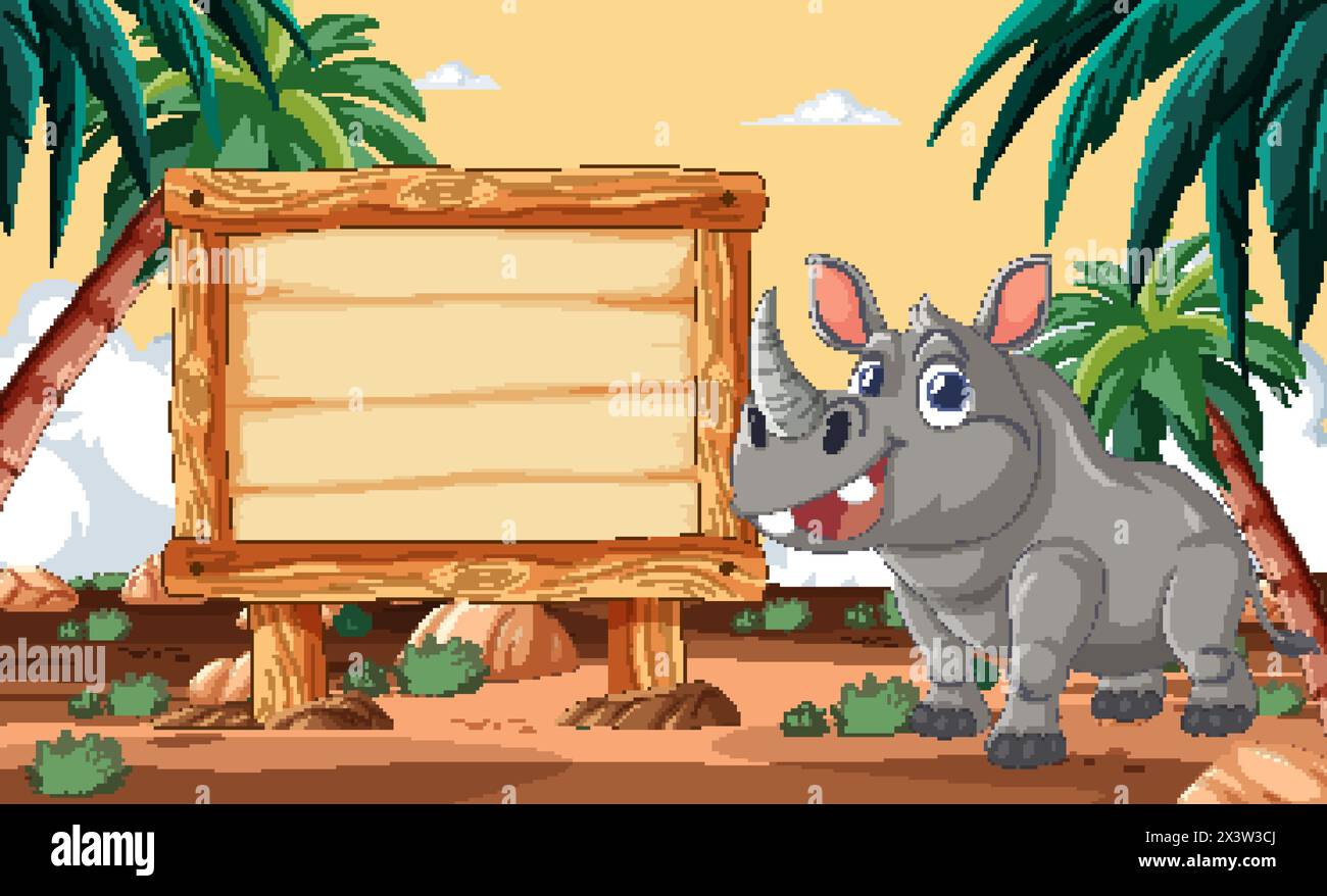 Cartoon hippopotamus standing next to a sign Stock Vector Image & Art ...