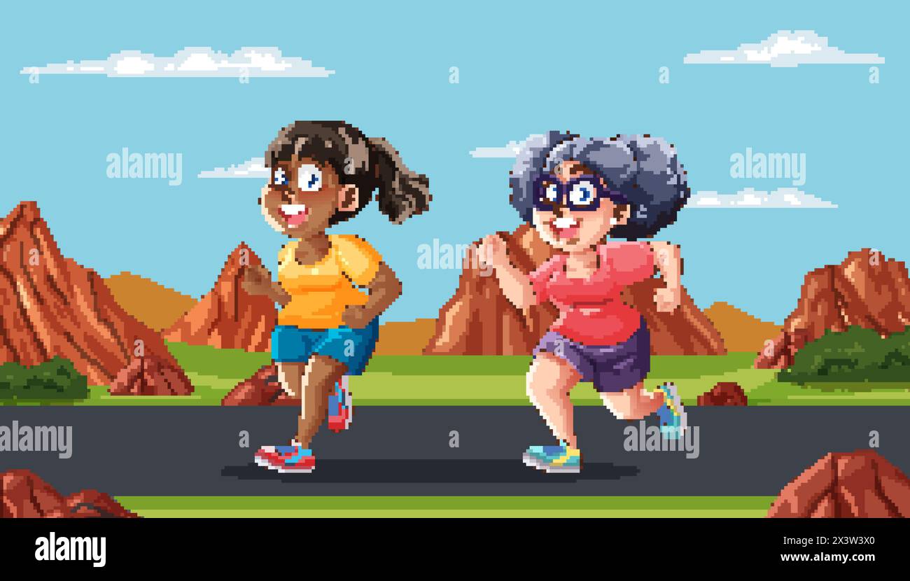 Two women running Stock Vector Images - Alamy