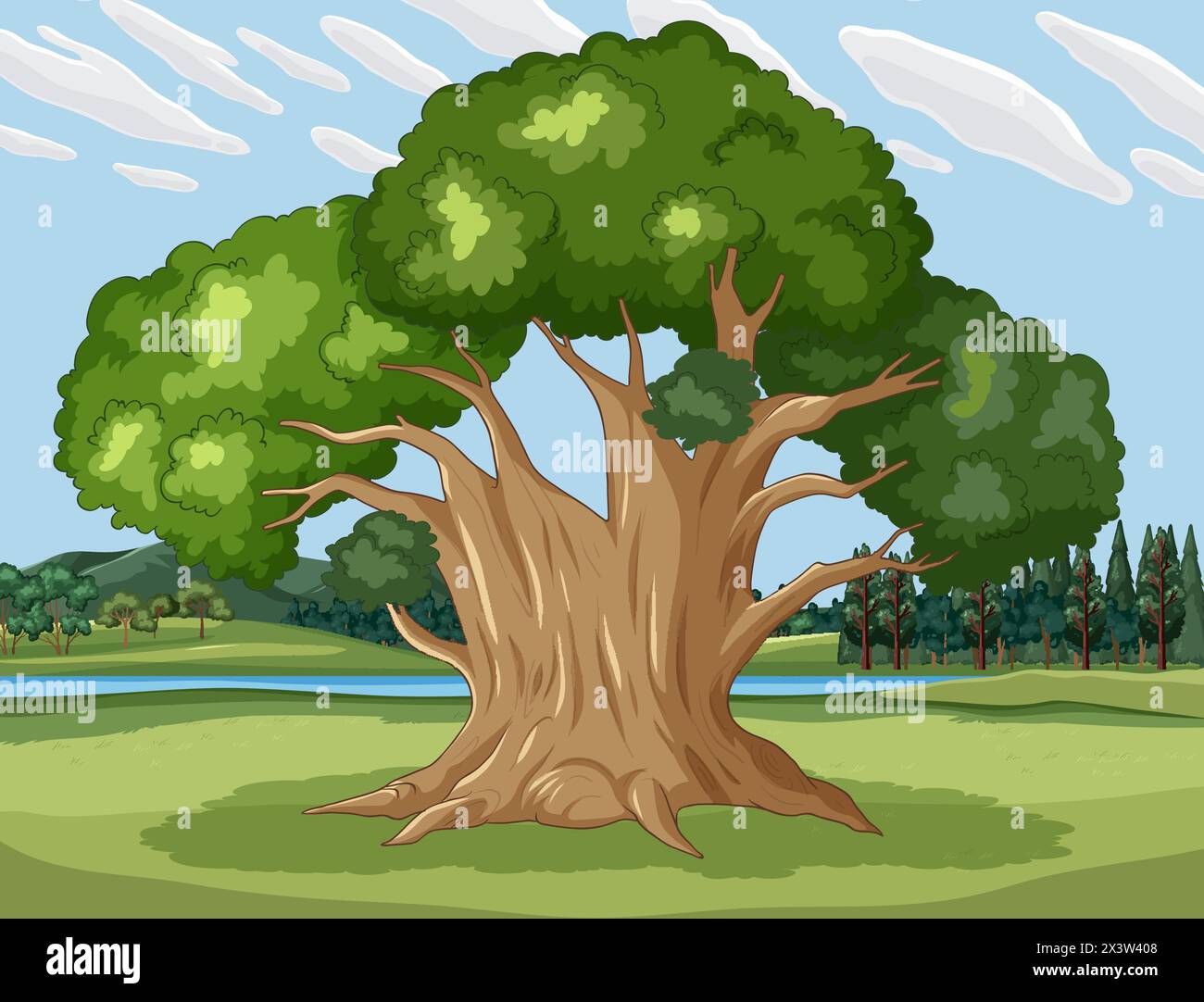 Vector illustration of a large tree in a park Stock Vector Image & Art ...