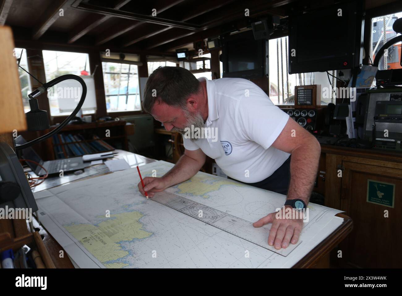 The Belem, a famous French three-masted ship built in 1896, docked at ...