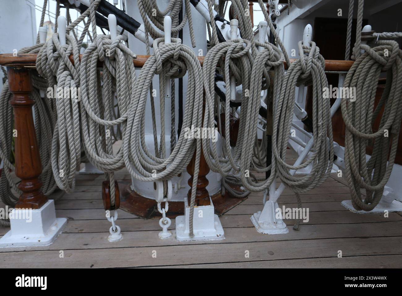 The Belem, a famous French three-masted ship built in 1896, docked at ...