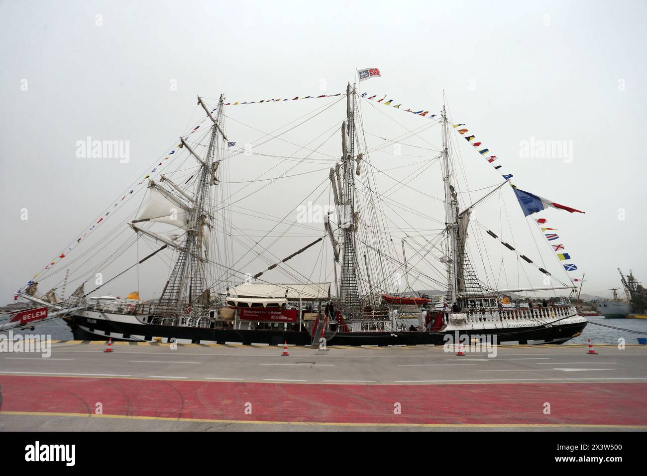 The Belem, a famous French three-masted ship built in 1896, docked at ...