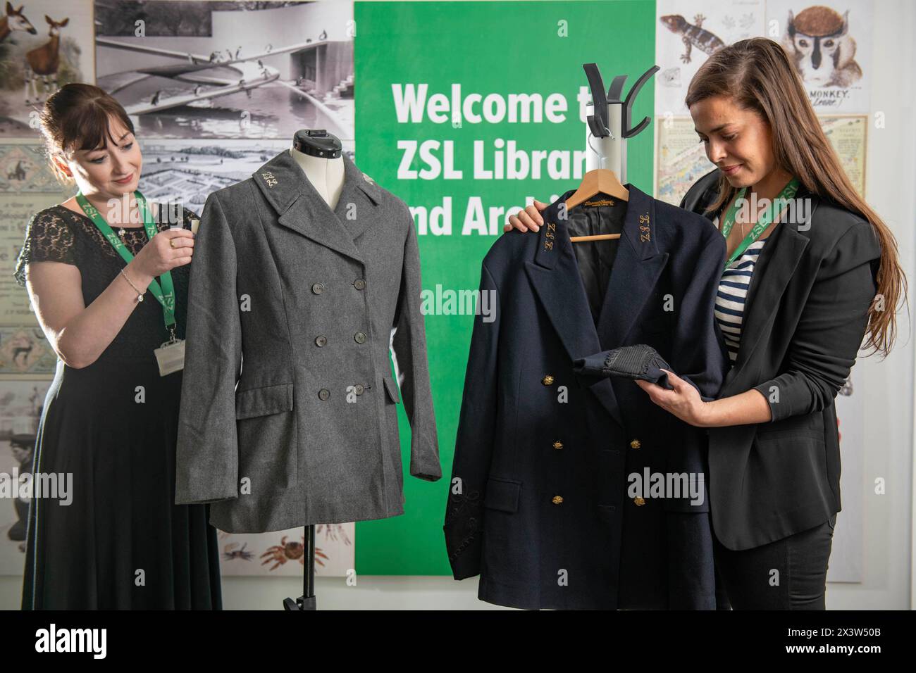 EDITORIAL USE ONLY Archivist Natasha Wakely (left) and ZSL Bicentenary ...