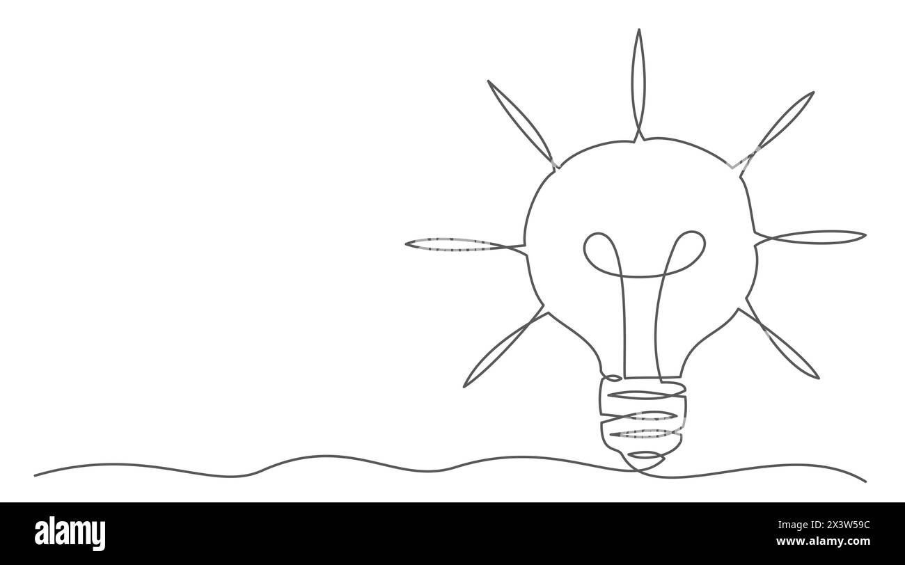 Light bulb One line drawing isolated on white background Stock Vector ...