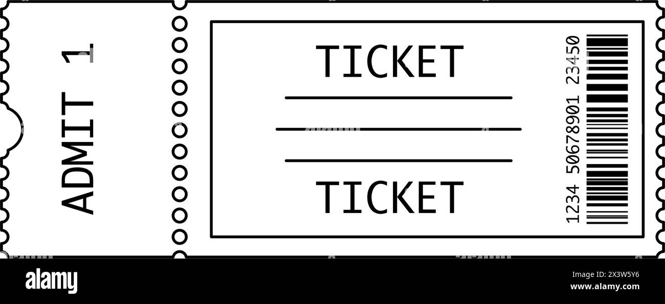 A generic ticket with stub for general admission to an event in line ...