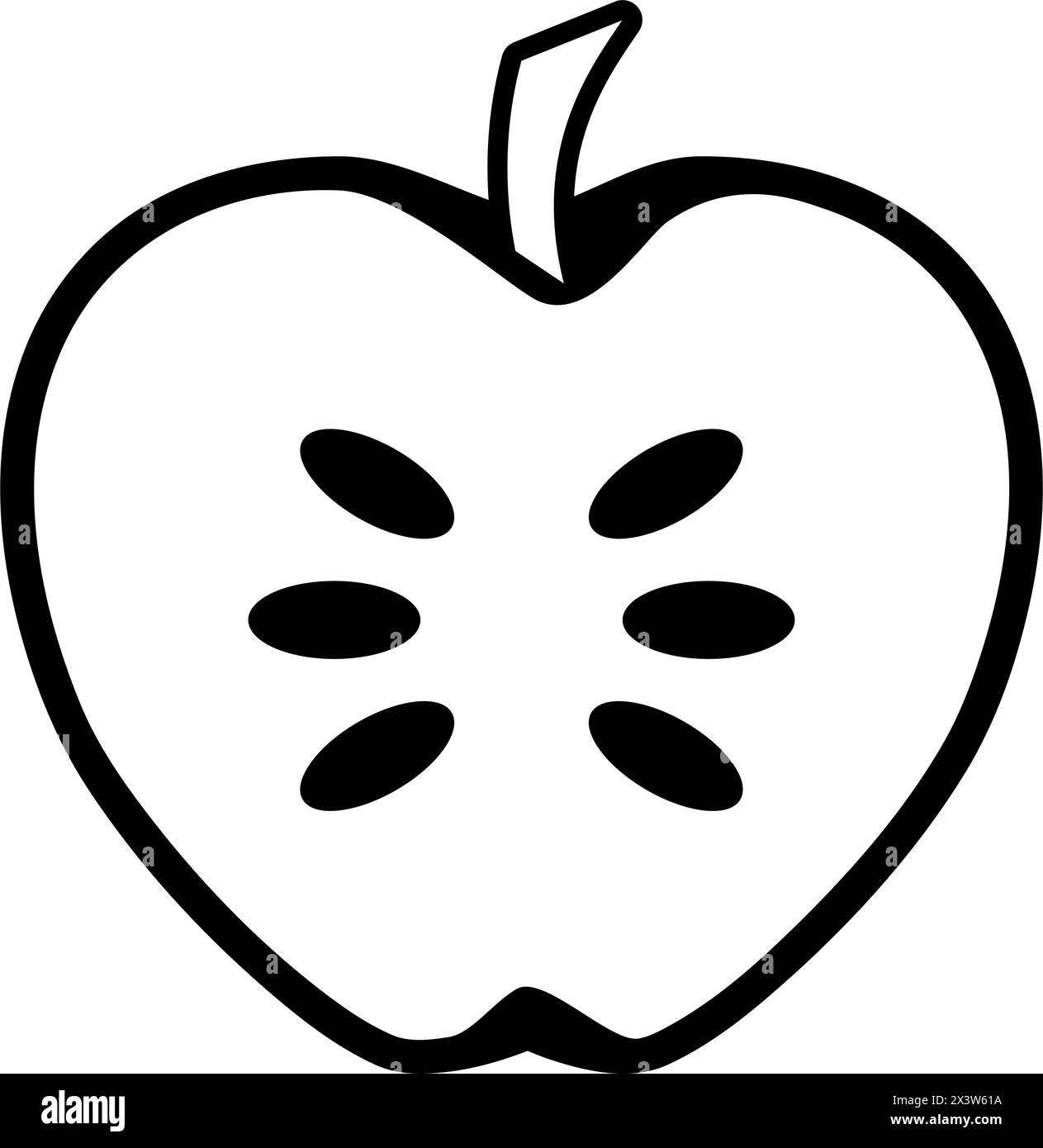 An apple sliced in half in line art vector style Stock Vector Image ...