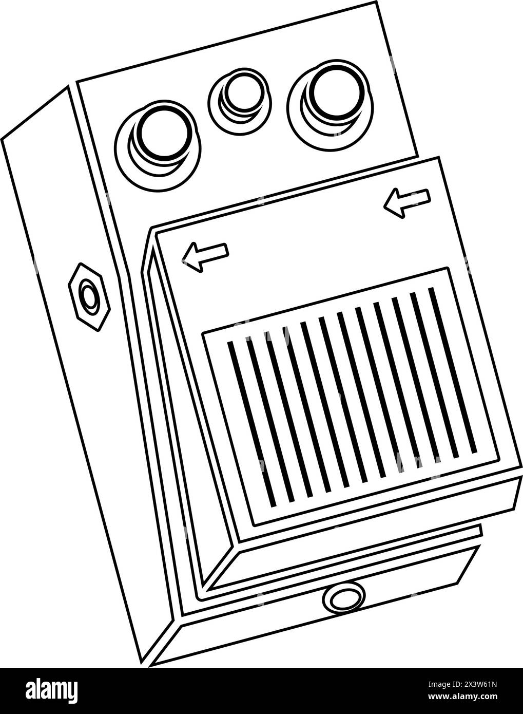 A guitar effects pedal or foot pedal in line art style vector Stock ...