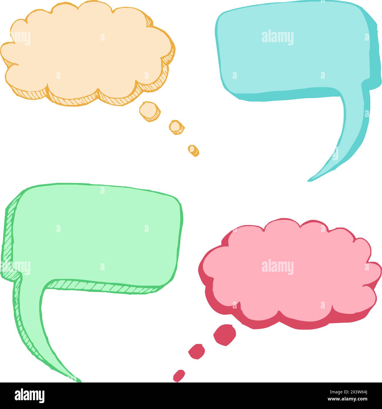 A collection of multi coloured thought bubbles in different comic ...