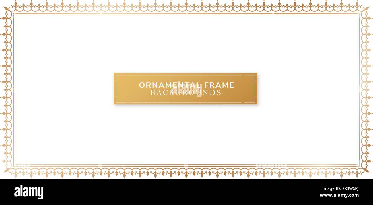 Vector illustration Ornamental border frame golden color isolated ...