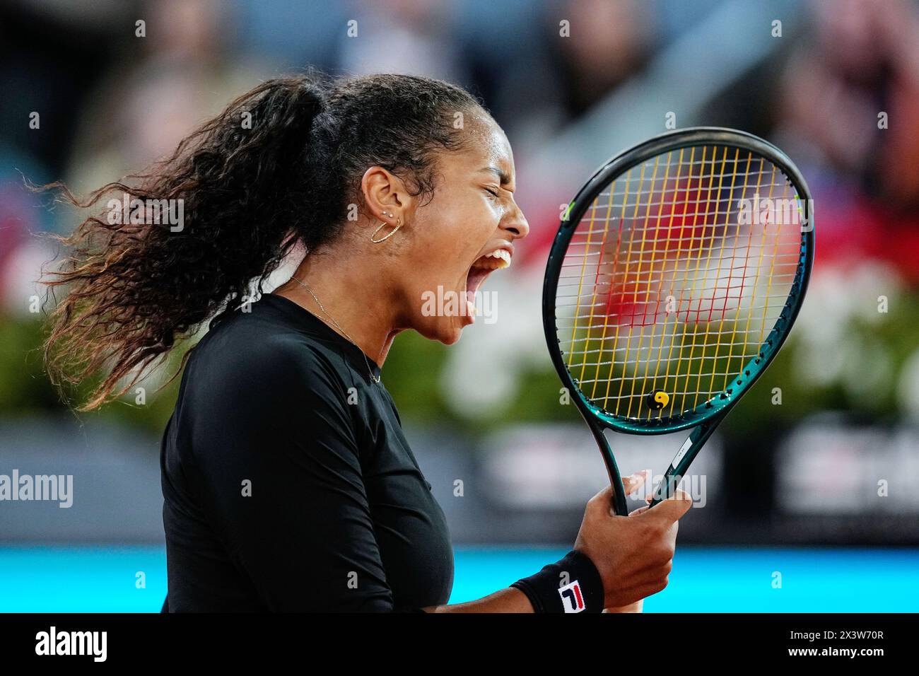 Robin Montgomery of Unites States in action against Aryna Sabalenka of ...