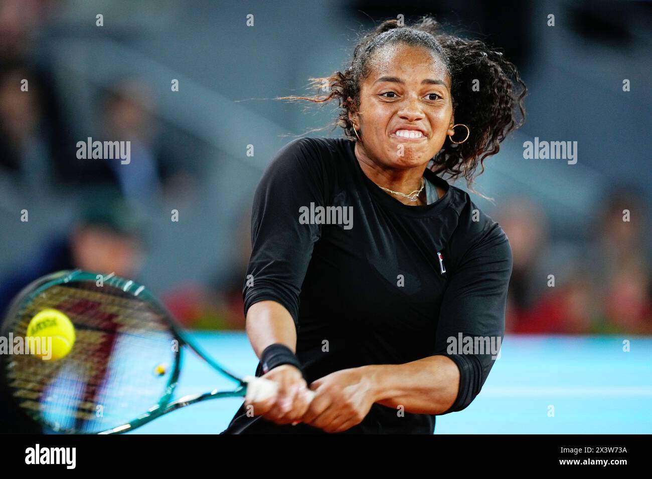 Robin Montgomery of Unites States in action against Aryna Sabalenka of ...