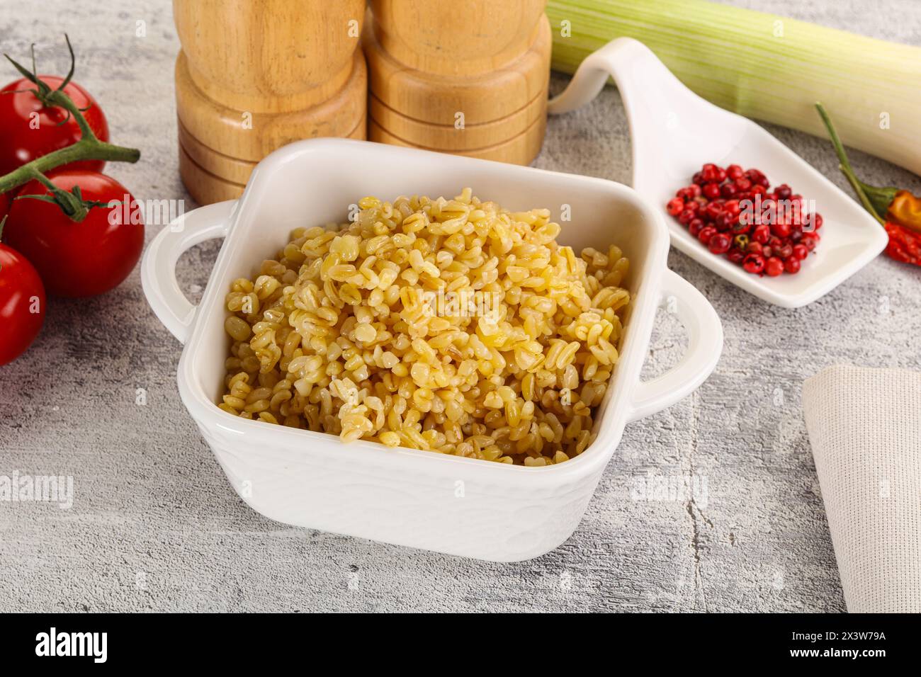Boiled bulgur in plate hi-res stock photography and images - Alamy