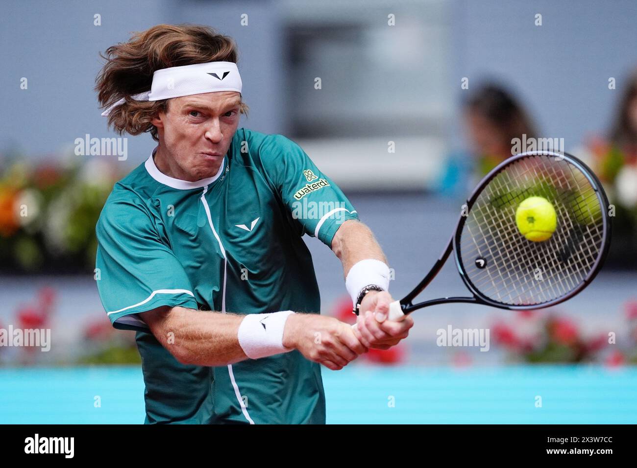 Andrey Rublev of Russia in action against Alejandro Davidovich Fokina of Spain during the Mutua ...