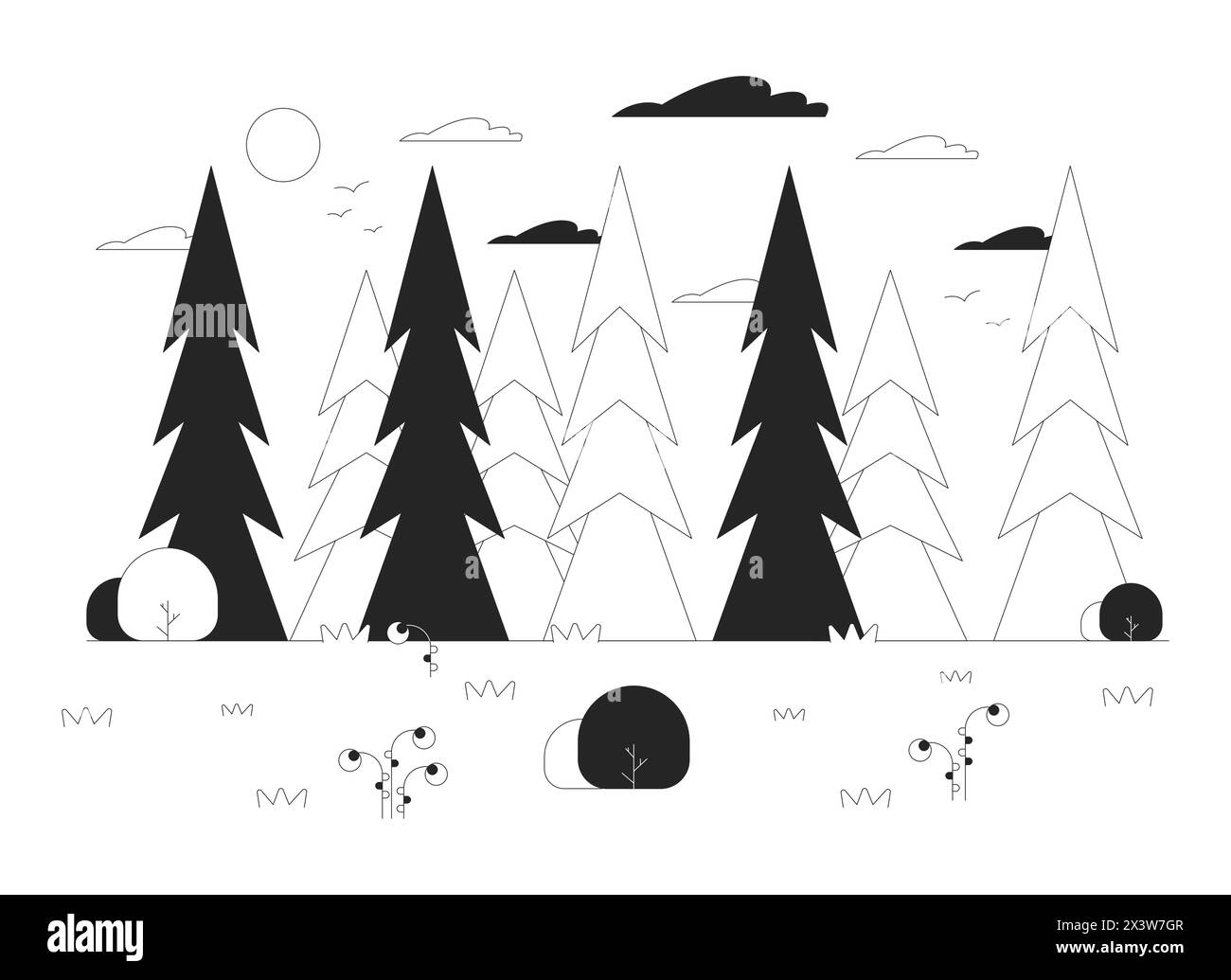Deep pine forest Stock Vector Images - Alamy