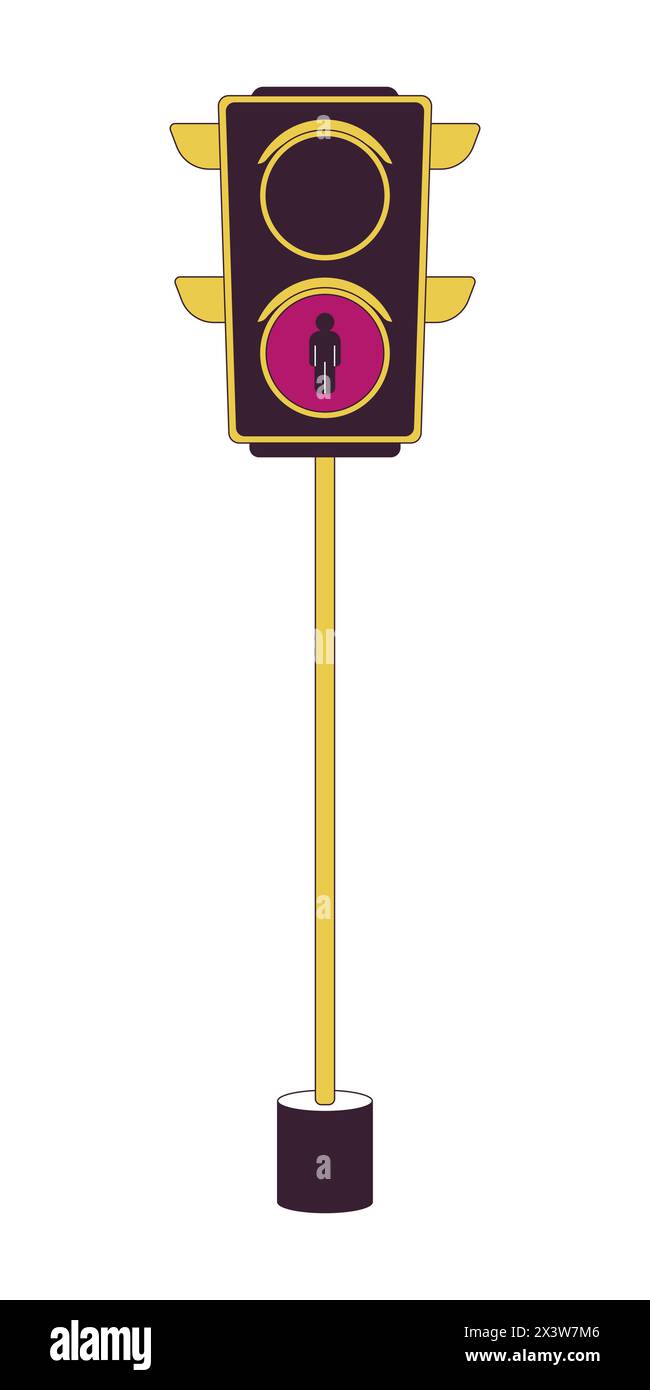 Traffic lights with stop symbol 2D linear cartoon object Stock Vector ...