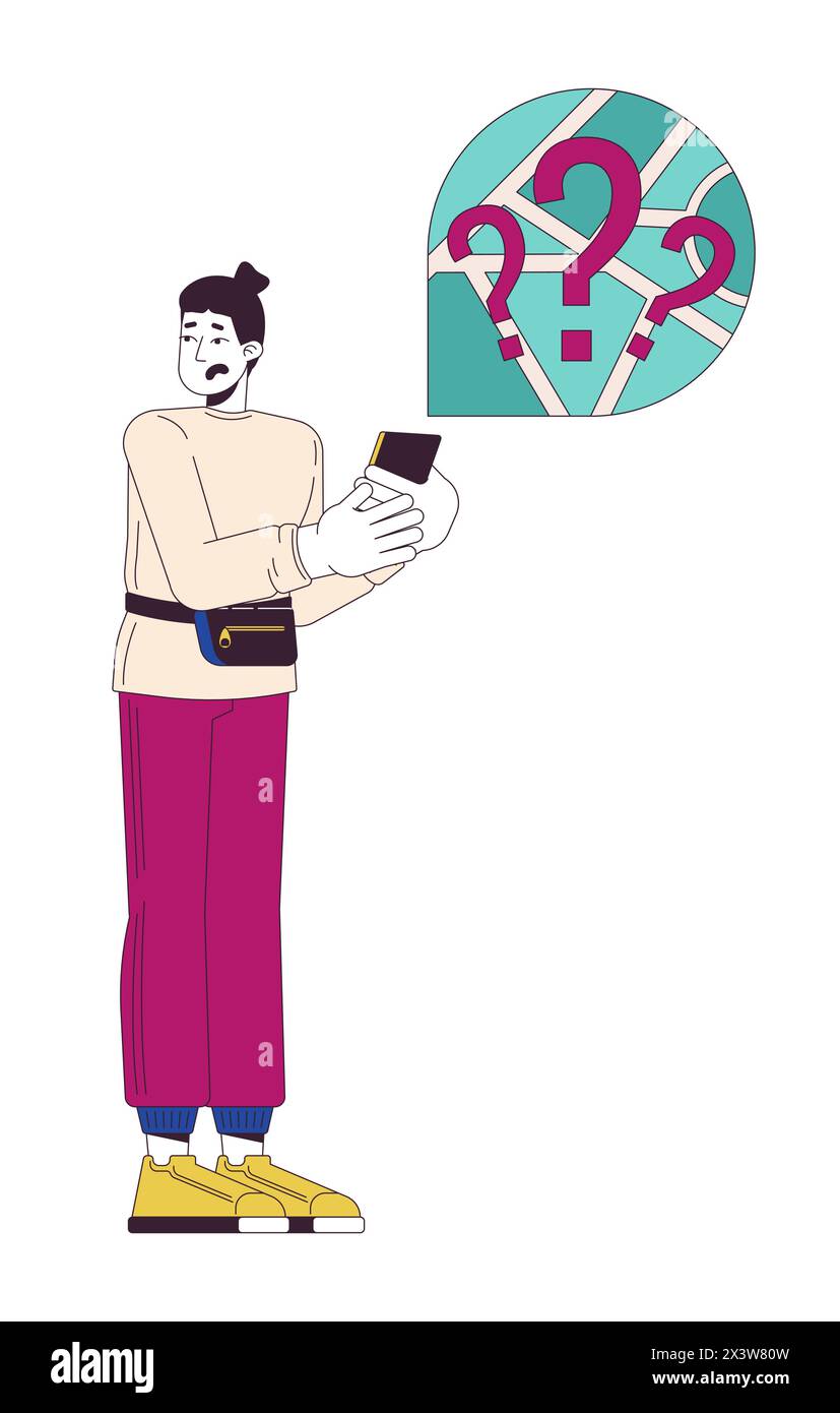 Disappointed caucasian man getting lost 2D linear cartoon character ...