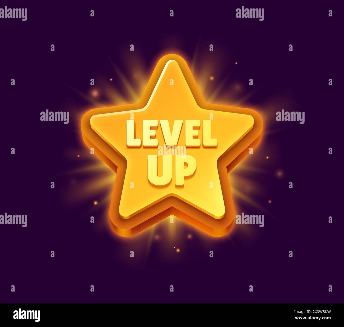 Level up rank, game reward star rate icon. Isolated cartoon vector ...