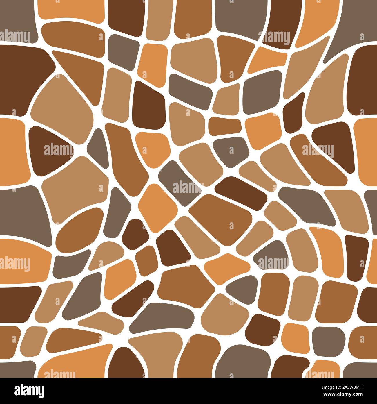 Brown mosaic stone tile pattern. Vector paving floor or ground ...