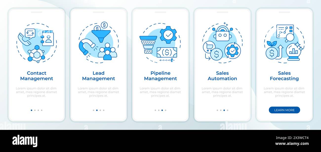 CRM features blue onboarding mobile app screen Stock Vector Image & Art ...