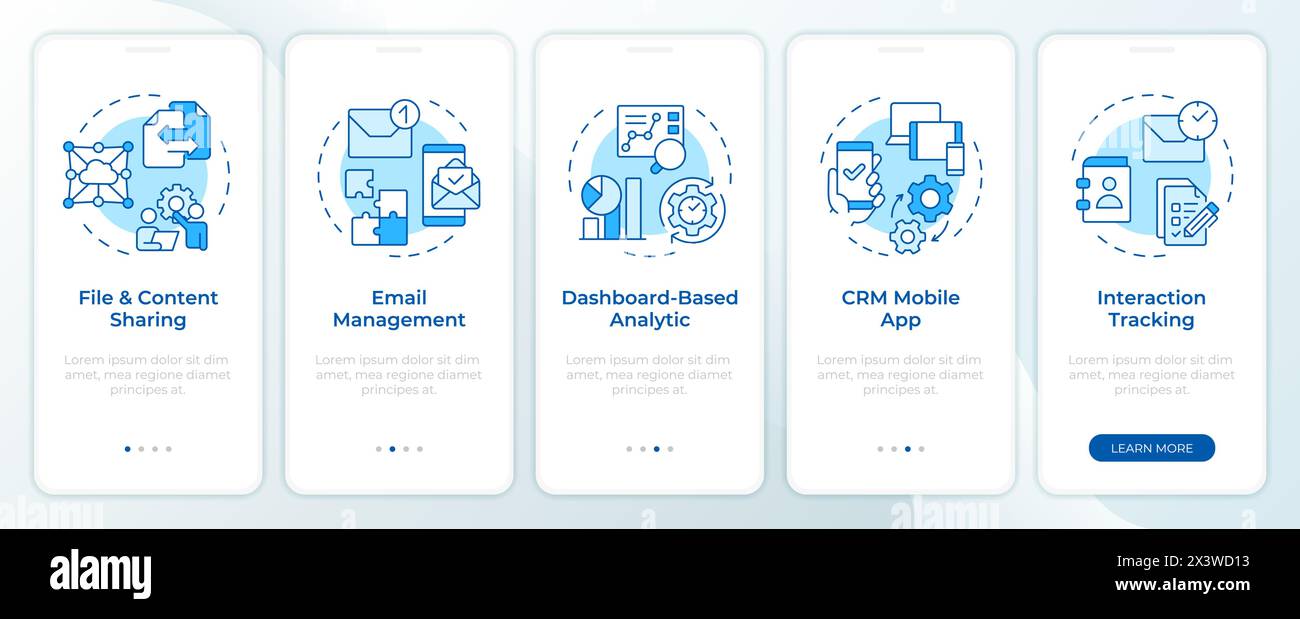 CRM organizational benefits blue onboarding mobile app screen Stock Vector Image & Art - Alamy