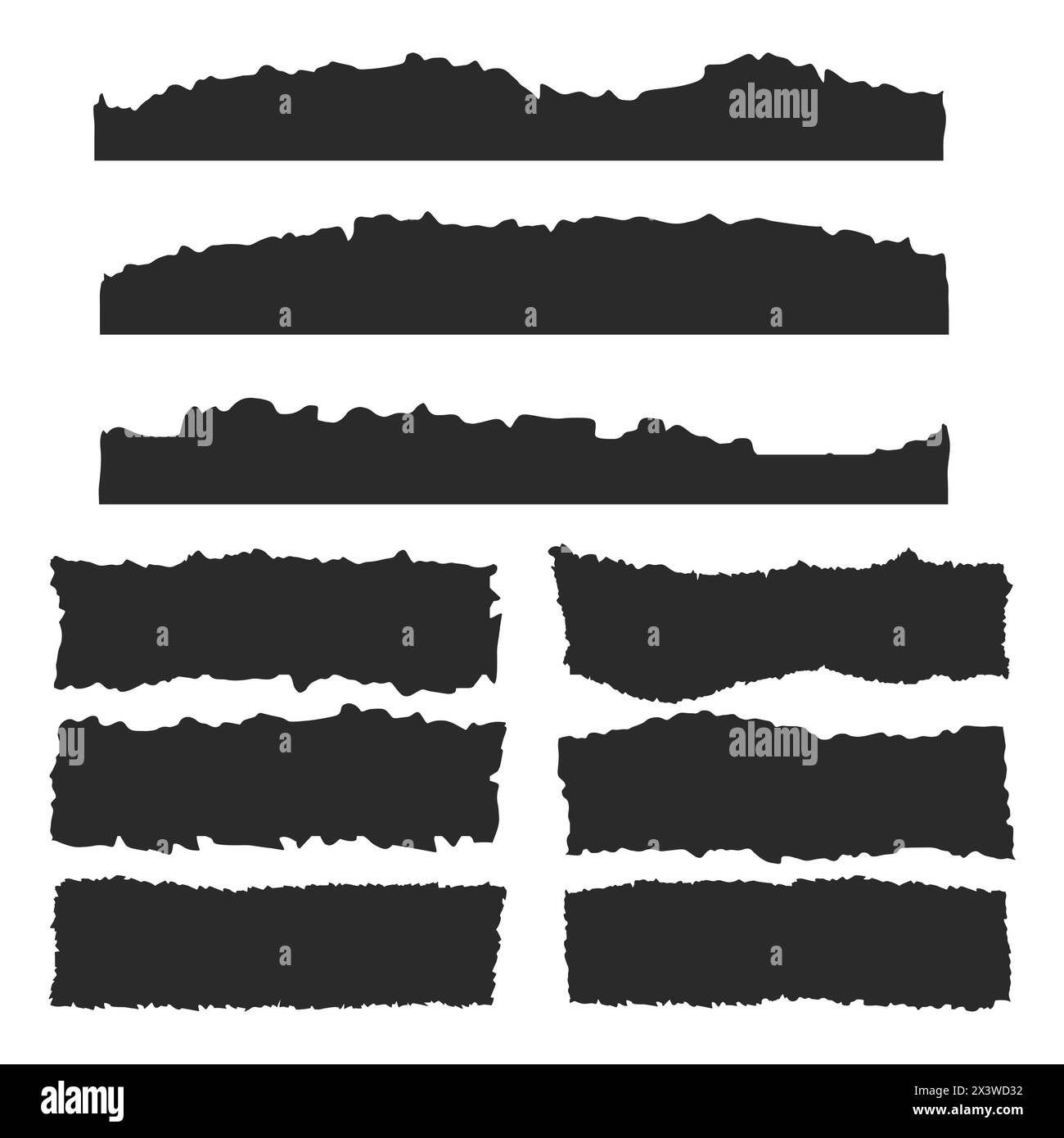 Ripped and cutout paper, jagged trip sticker piece. Black shape with ...