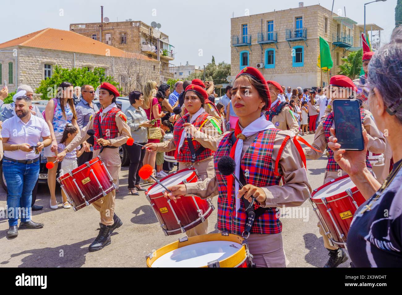 Haifa, Israel - April 28, 2024: Scouts and others take part in the ...