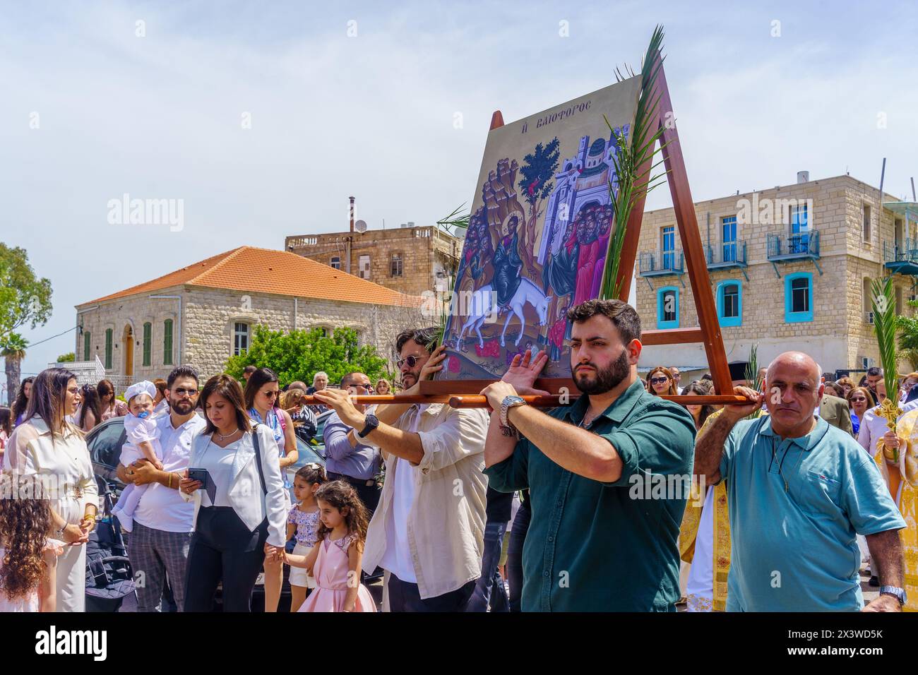 Haifa, Israel - April 28, 2024: Priests and others take part in the ...