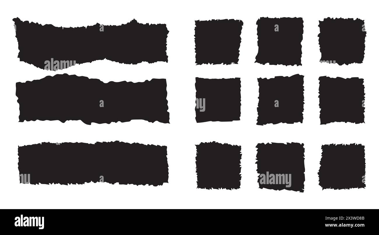 Ripped and cutout paper, jagged trip sticker piece. Black shape with ...