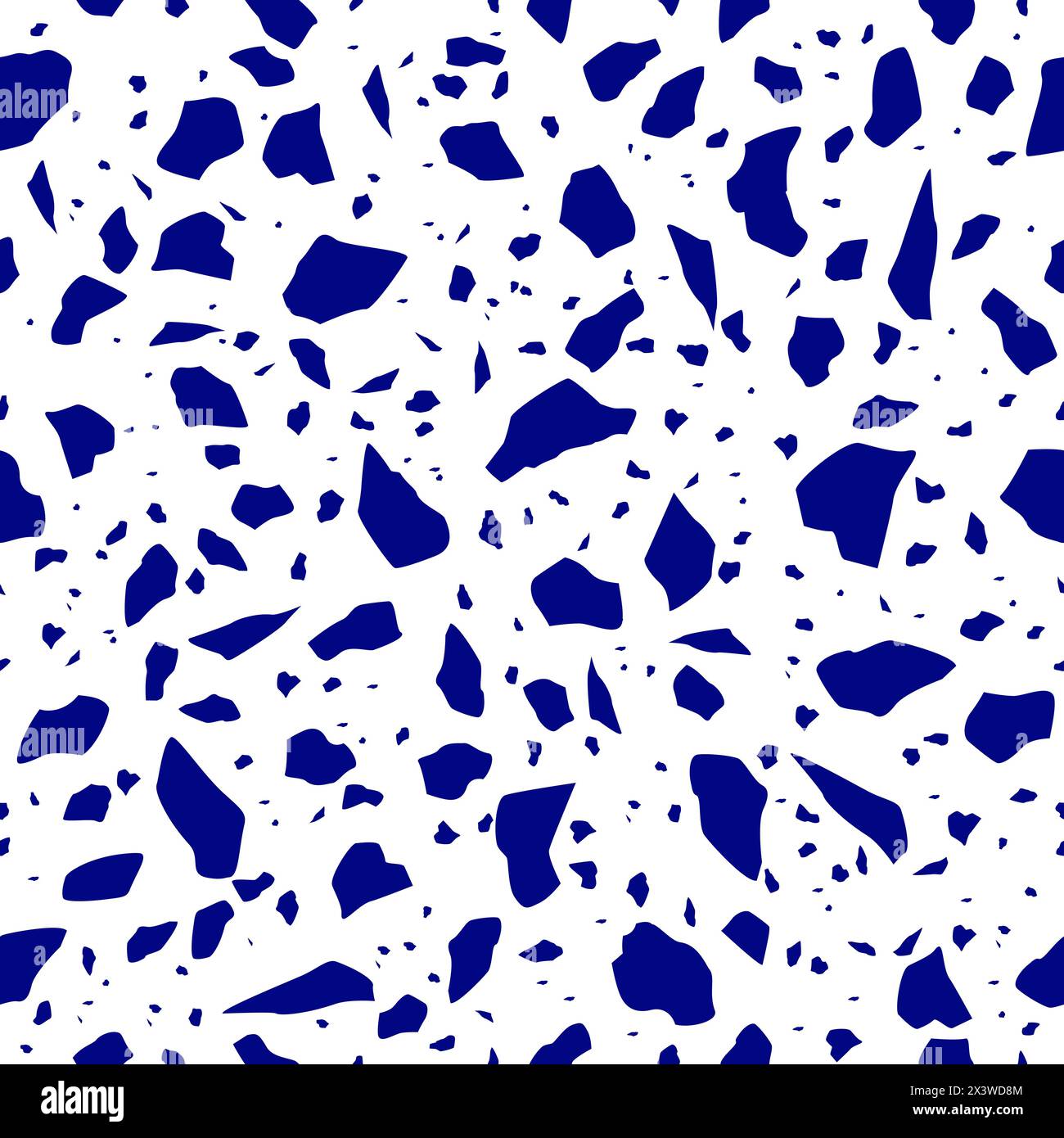 Blue and white terrazzo mosaic tile pattern, marble floor or terrazo ...