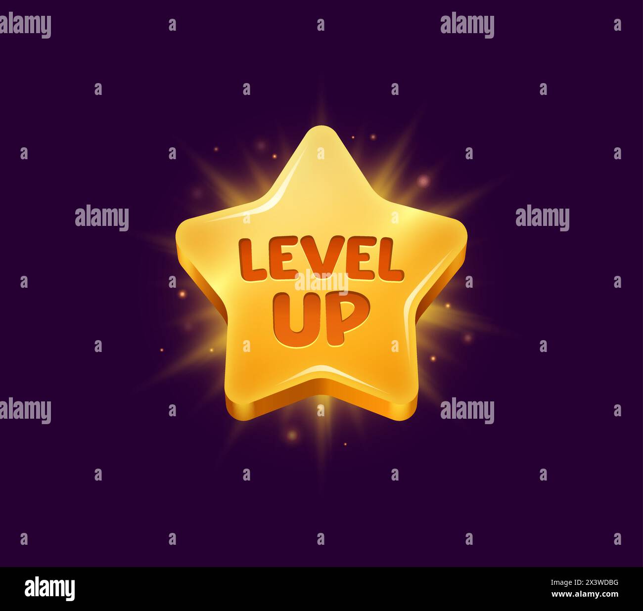 Level up rank star for game interface of badge with shine, vector bonus ...