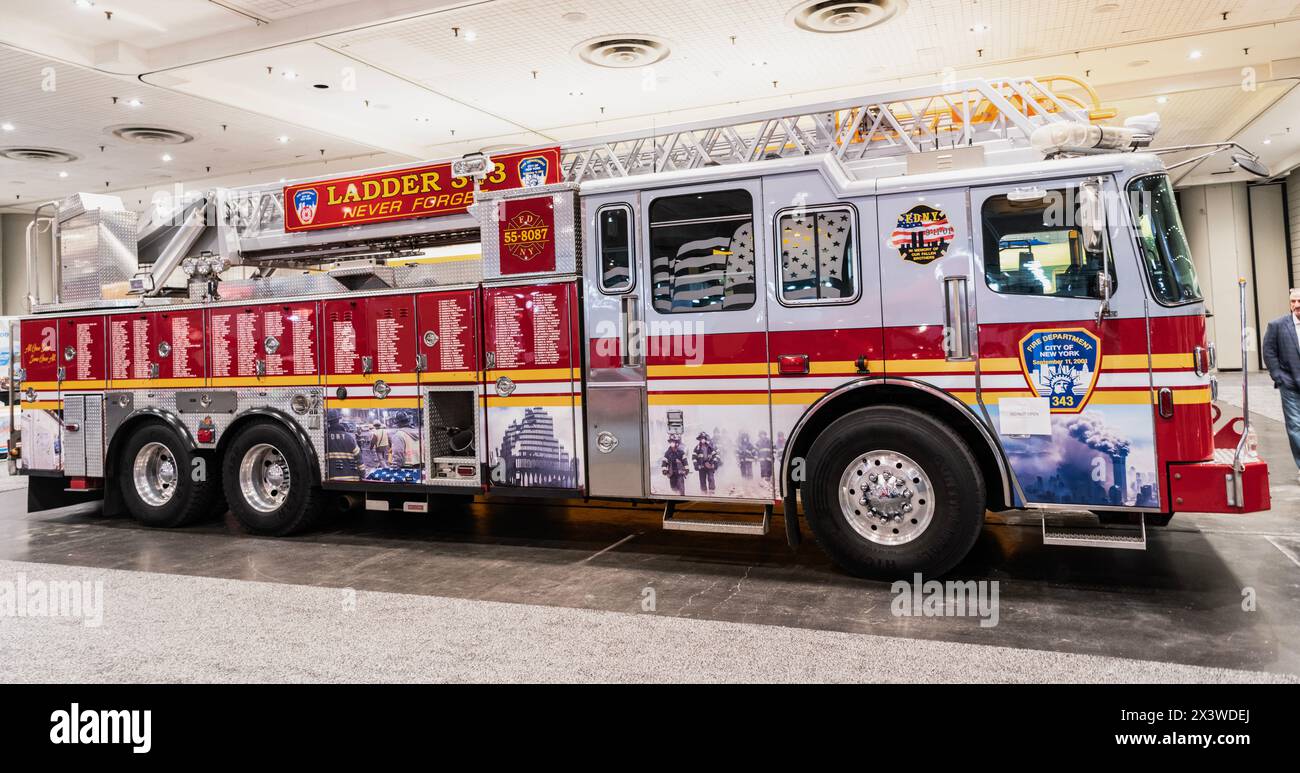 New York City, USA - March 27, 2024: Firefighter truck FDNY Ladder 343 ...