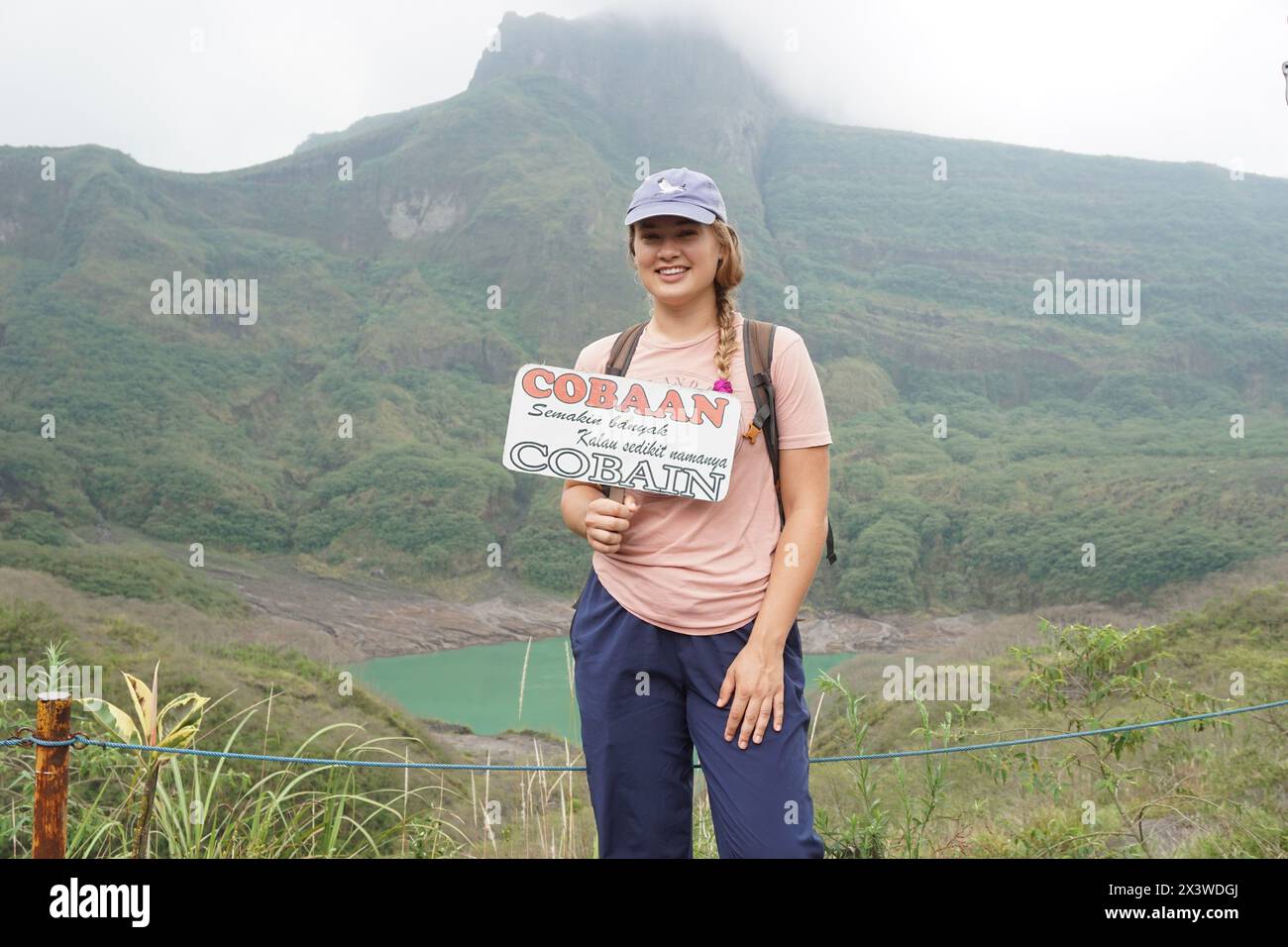 tourists holiday on Mount Kelud. Mount Kelud is one of the volcanoes in ...