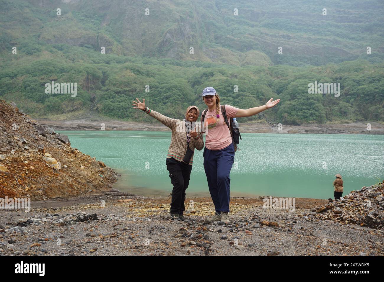 tourists holiday on Mount Kelud. Mount Kelud is one of the volcanoes in ...