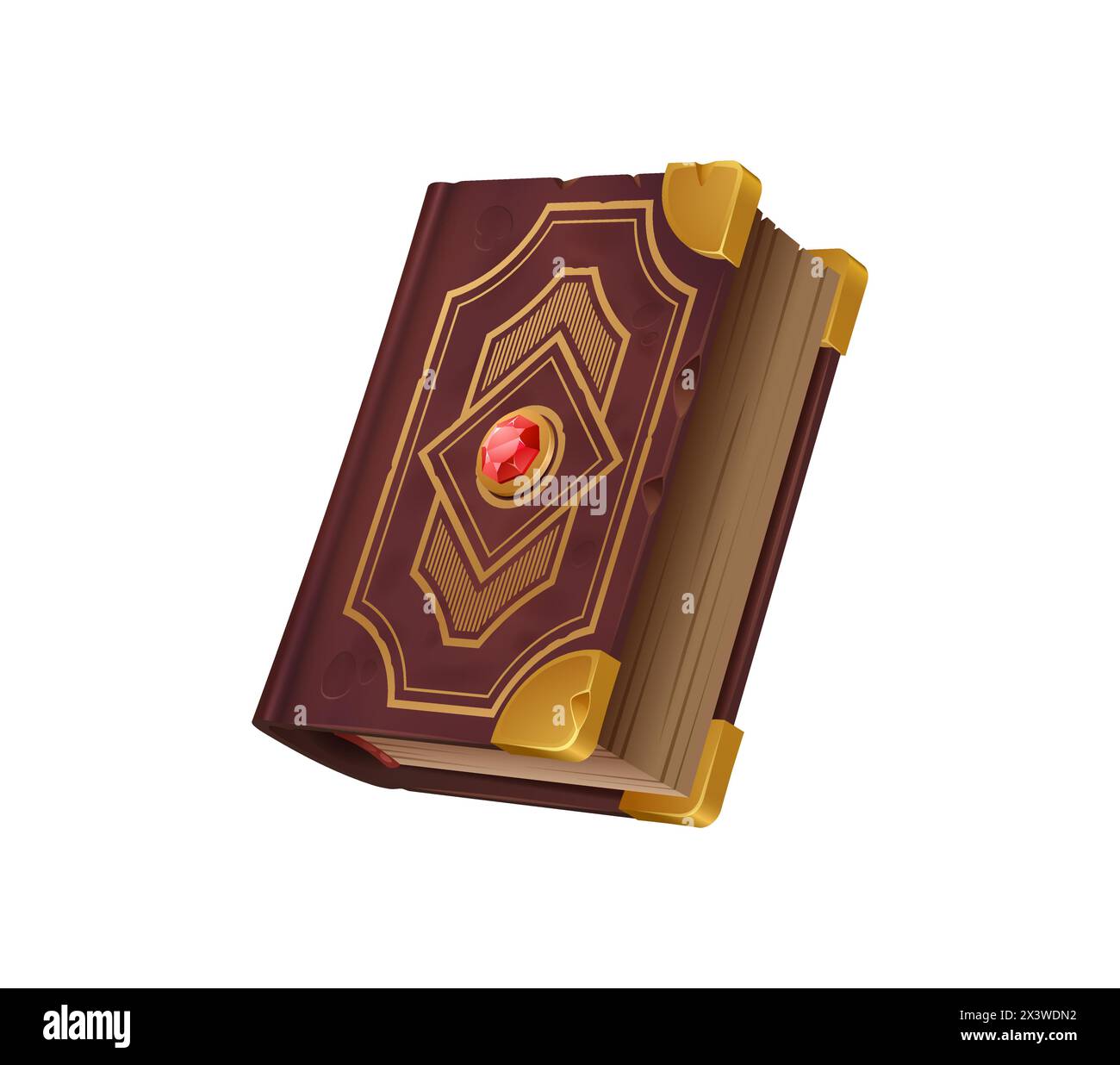 Game book in cover frame, fantasy magic book with old vintage paper ...