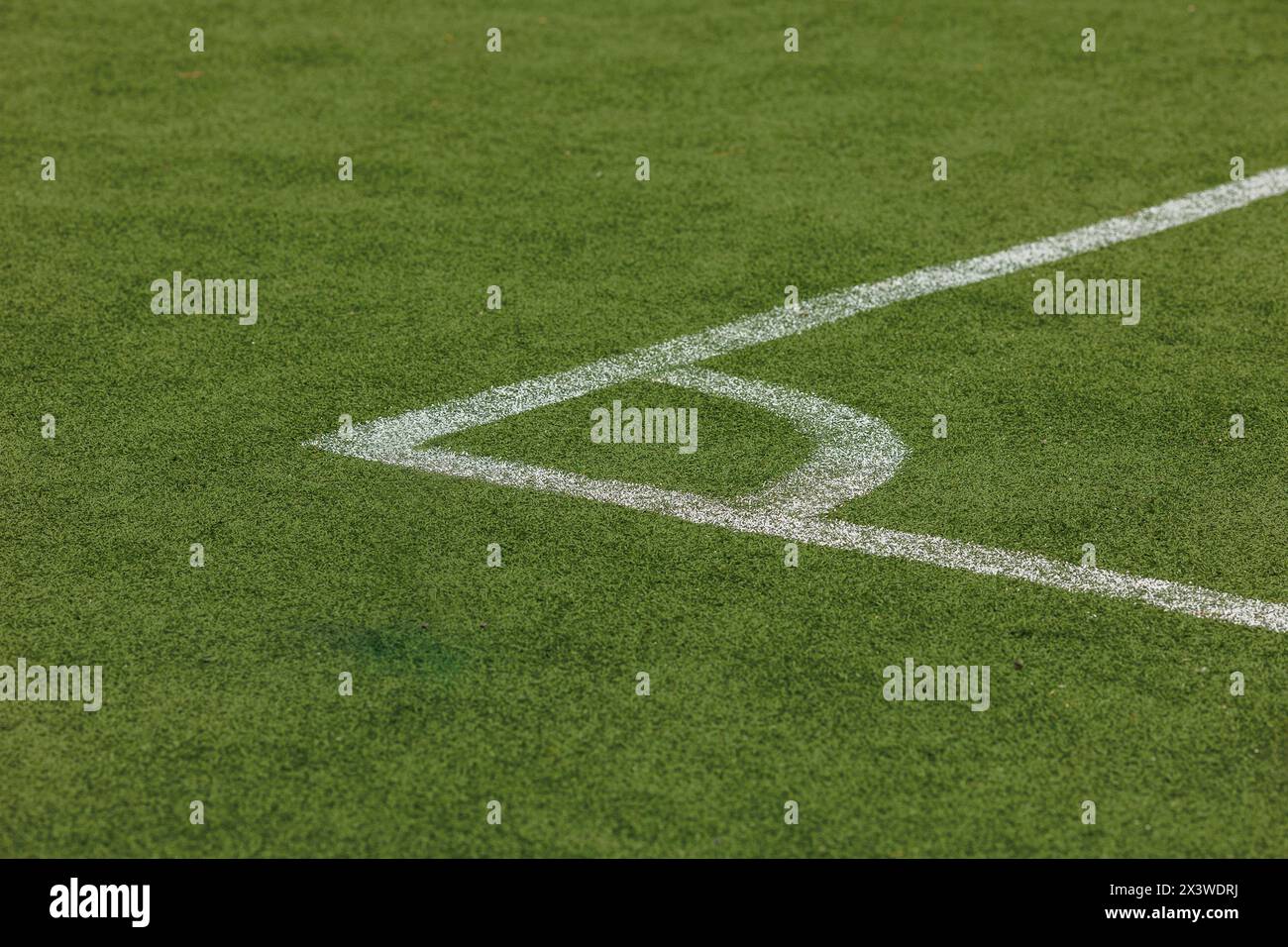 Green Soccer Field or Football Field Corner View with Grass Texture and ...