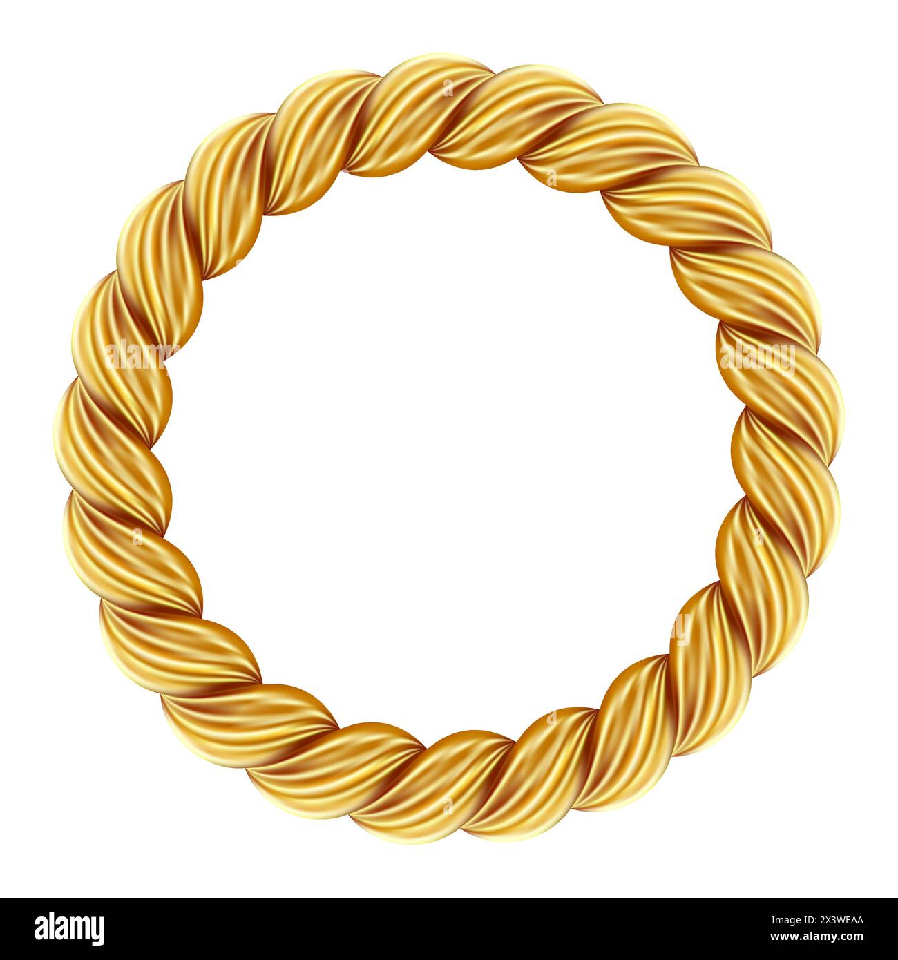 Gold twisted rope circle frame. Round rope border Stock Vector Image ...