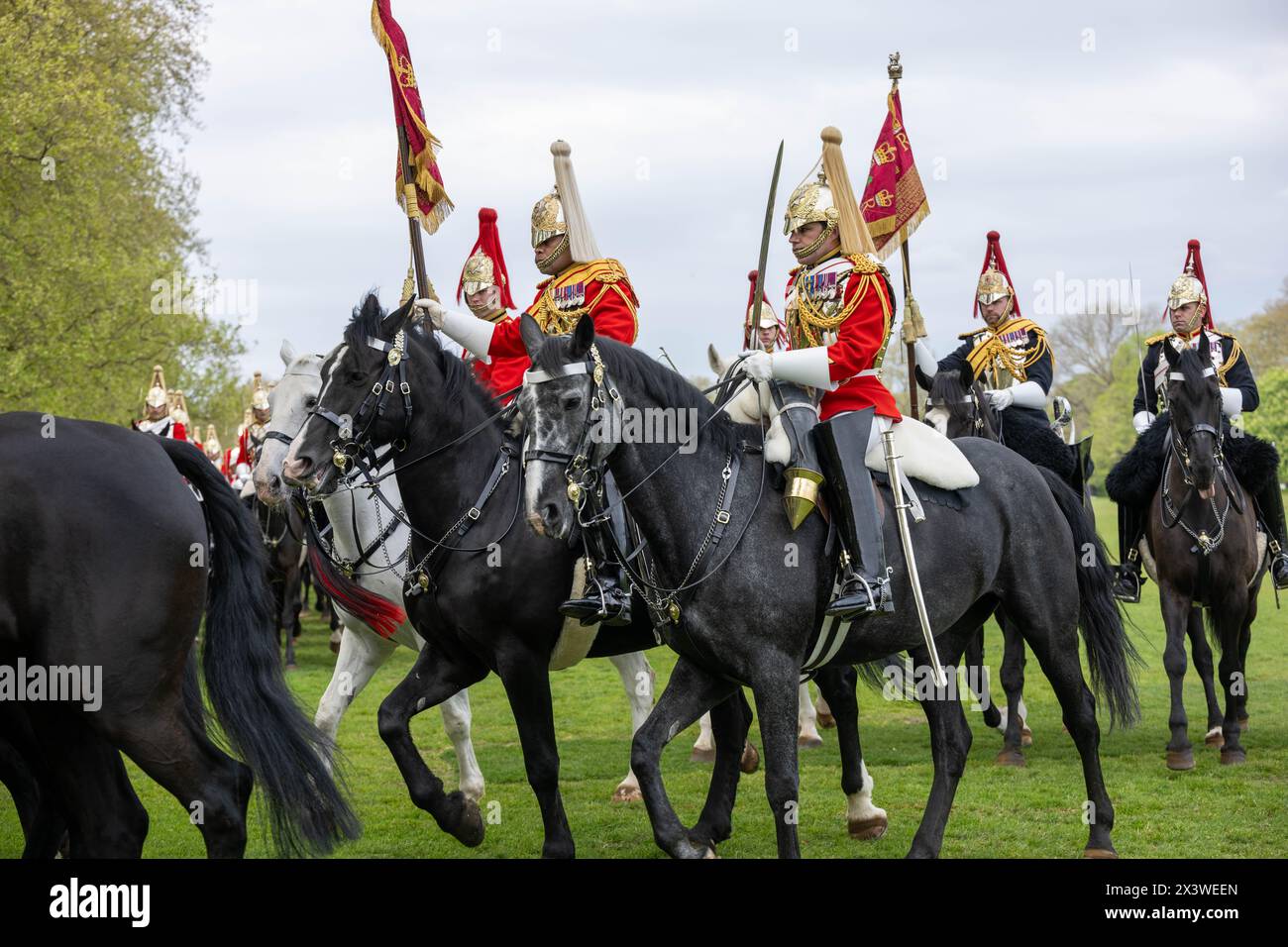 The regimental standards (flags) of the Household Calvary leave the ...