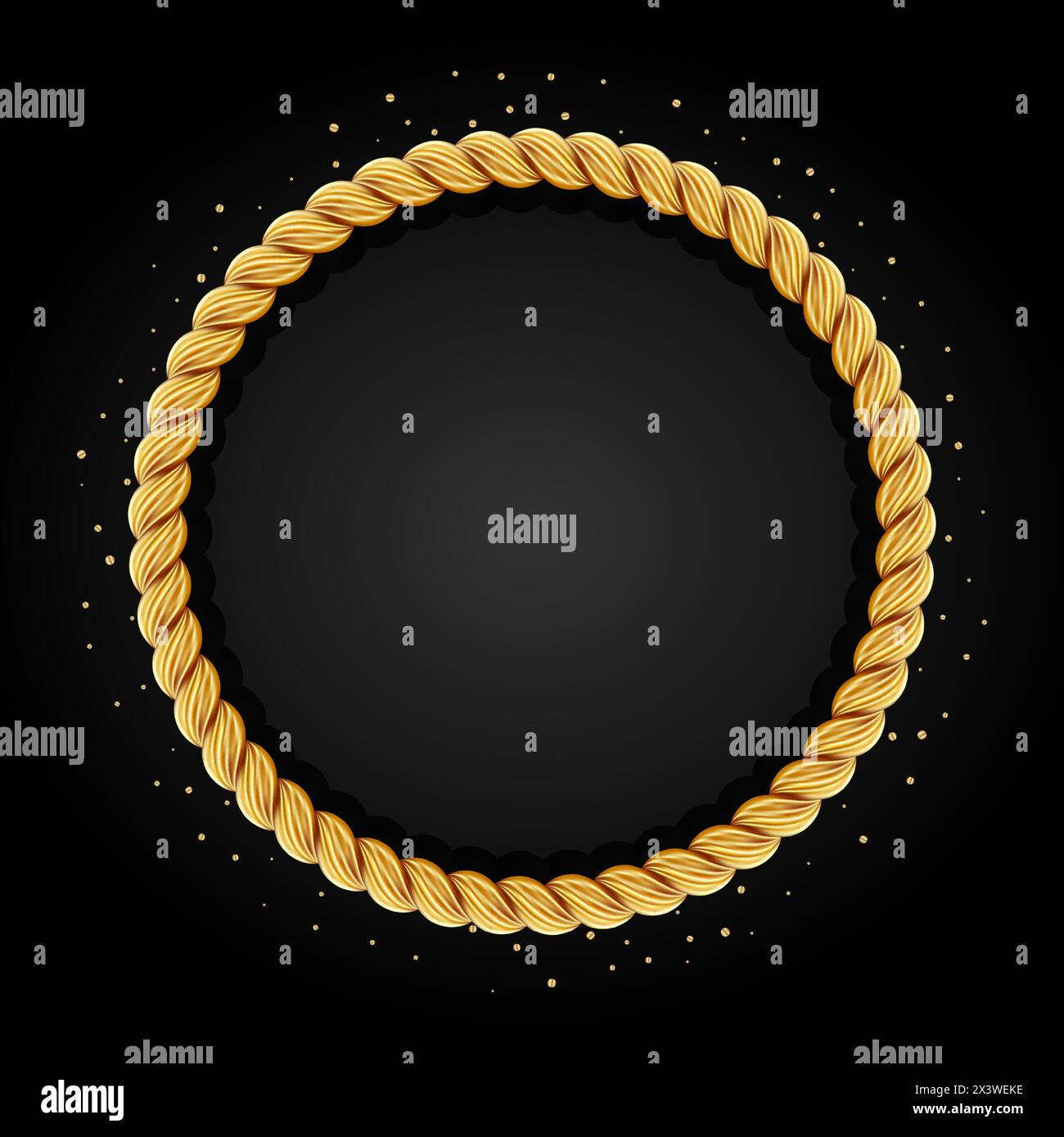 Gold twisted rope circle frame. Round rope border Stock Vector Image ...