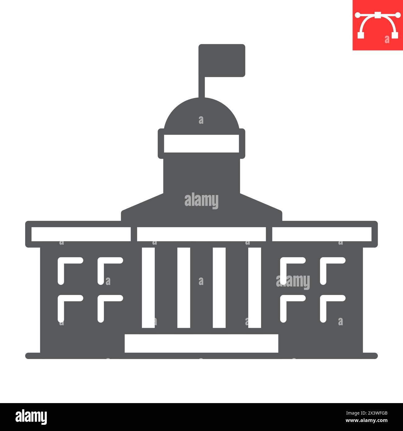 University glyph icon, building and architecture , school vector icon ...