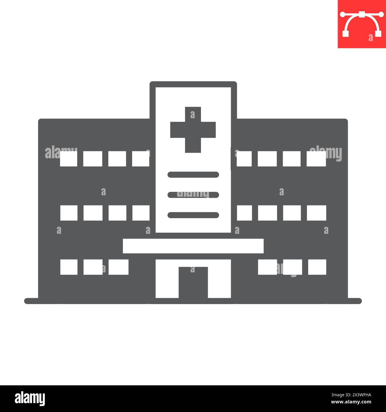 Hospital glyph icon, building and architecture , clinic center vector ...