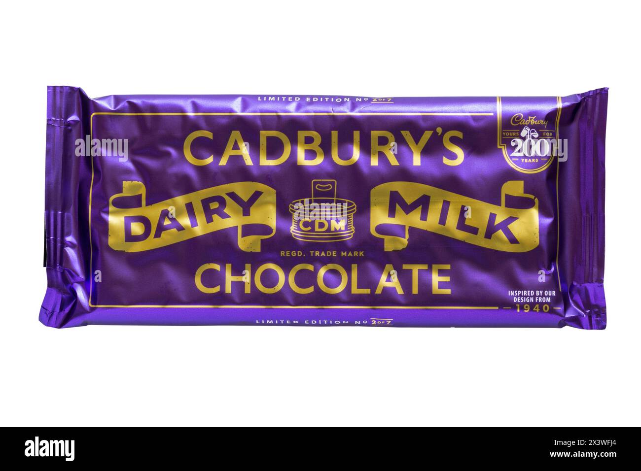 Bar of Cadbury's Dairy Milk milk chocolate bar isolated on white ...