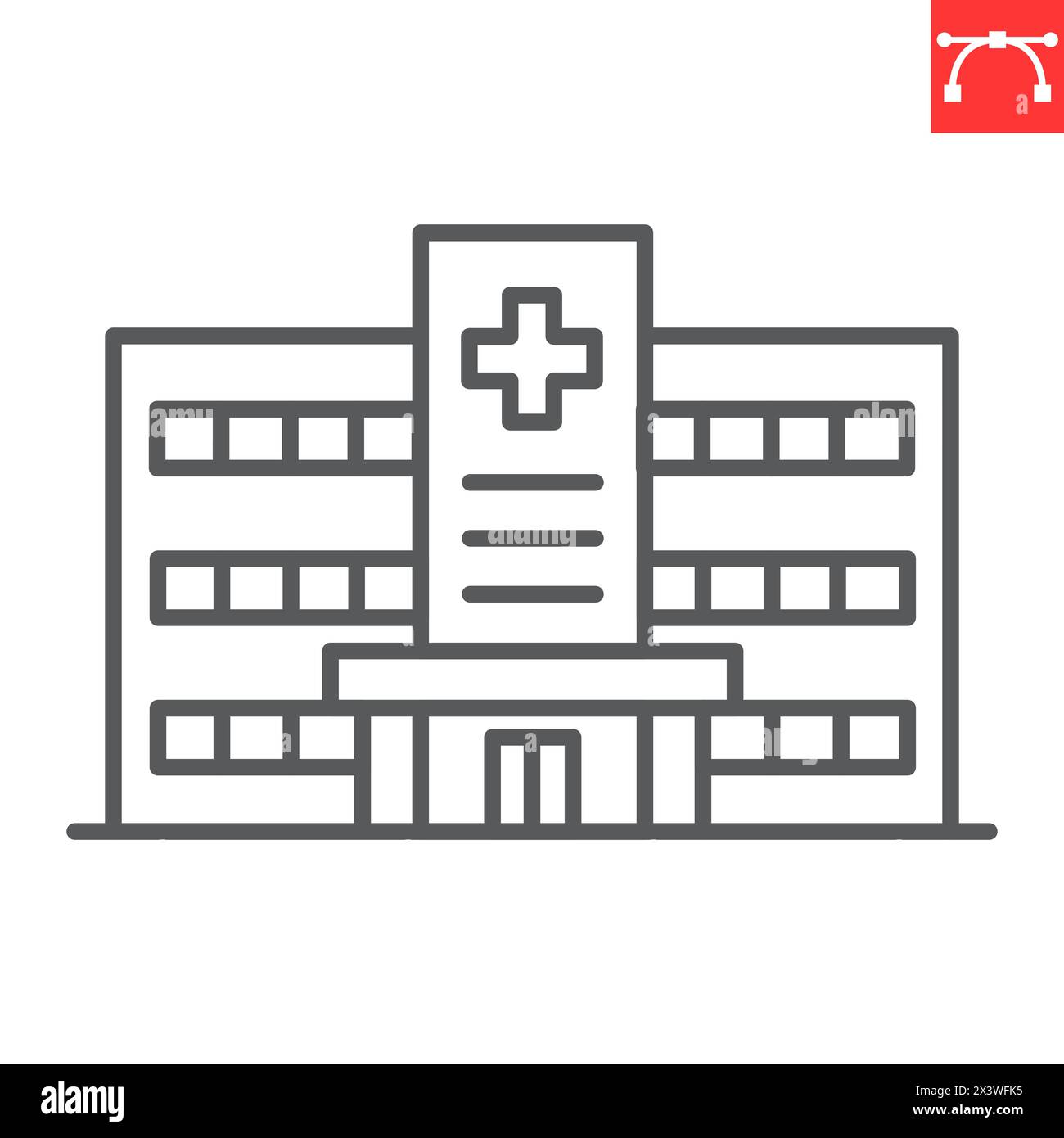 Hospital line icon, building and architecture , clinic center vector ...